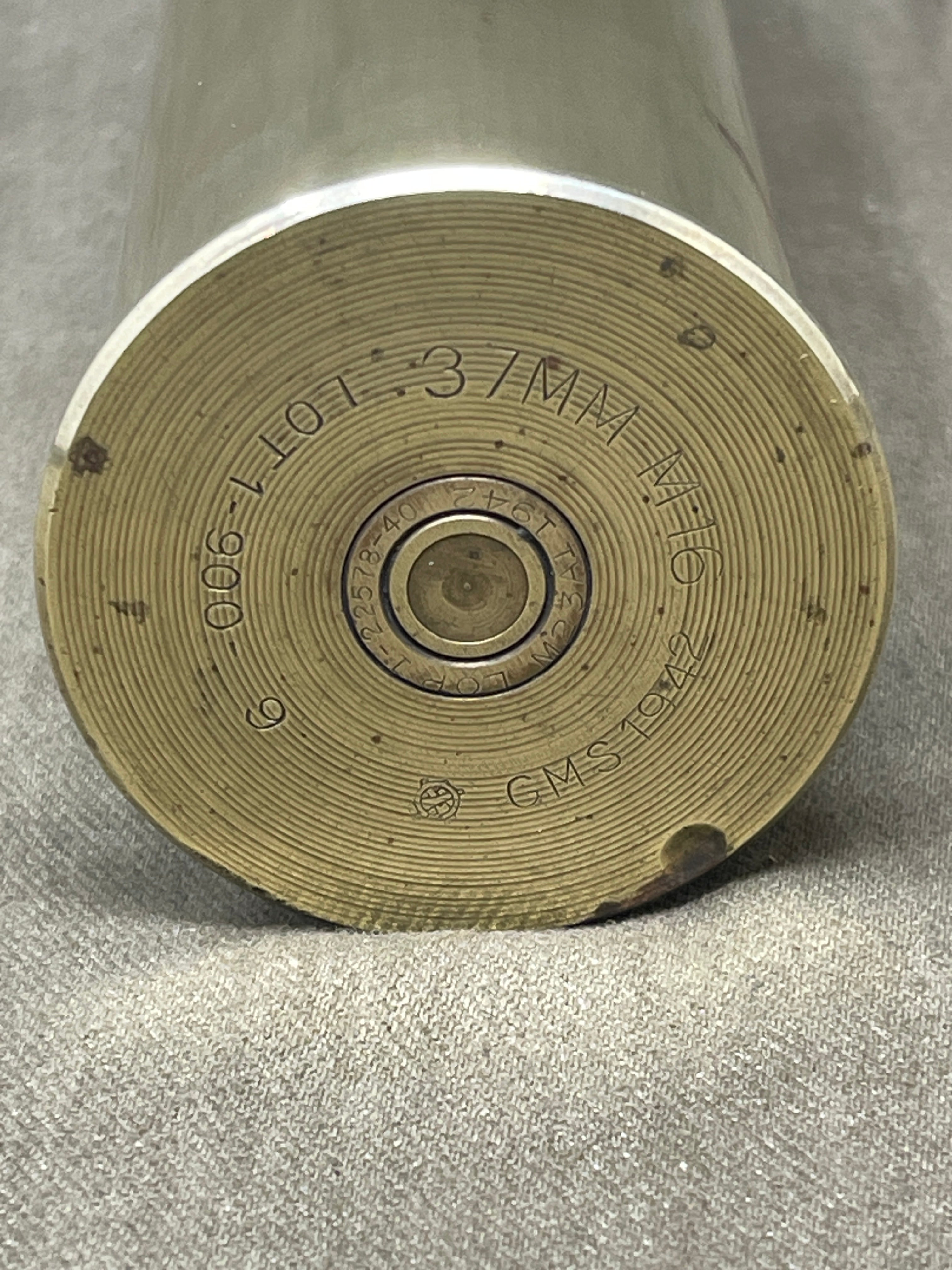 US Army WW2 37MM M16 Brass Cartridge Case : 1942